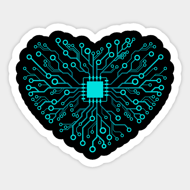 Computer Core Processor CPU Heart BLUE - Cpu Heart - Sticker | TeePublic